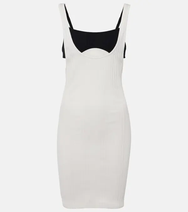 Attico Ribbed-knit Cotton Minidress - White