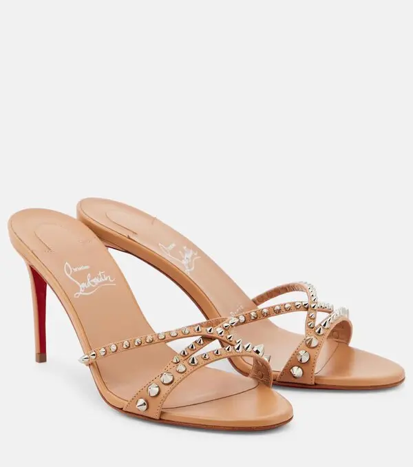 CHRISTIAN LOUBOUTIN Tatoosh 85 Leather Mules - Brown