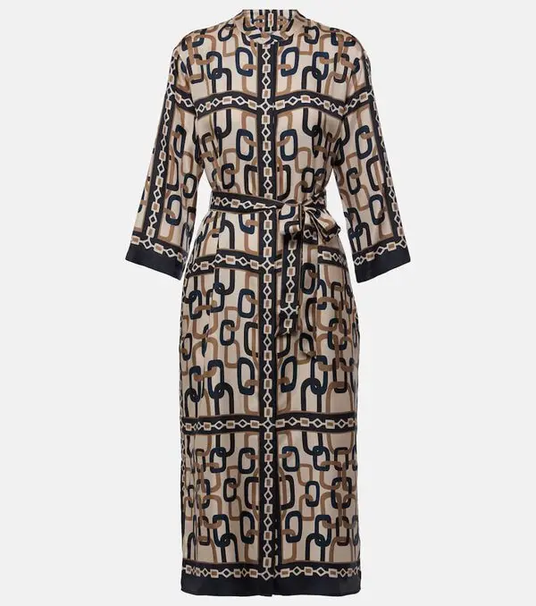 Max Mara Falesia Printed Twill Midi Dress