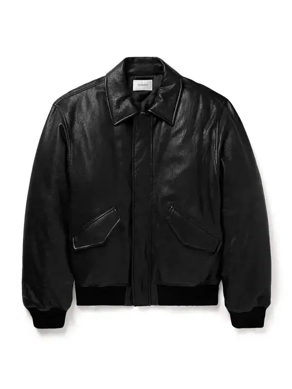 Saint Laurent Leather Blouson Jacket - Black | Editorialist