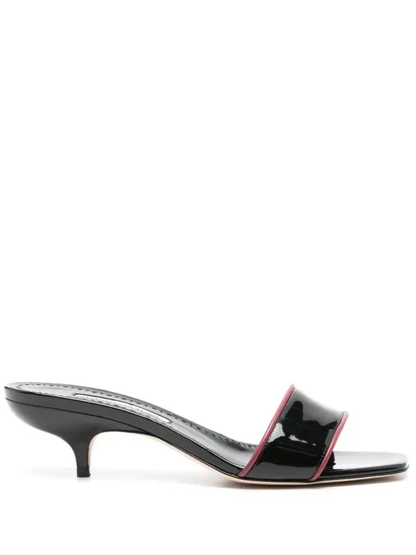Manolo Blahnik Helamu 50 Patent Leather Mules