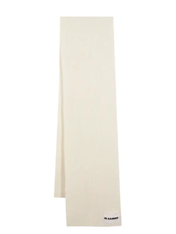 JIL SANDER Logo-patch Wool Scarf - Neutrals