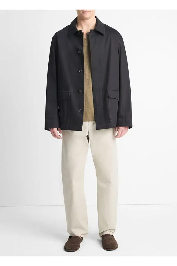 Vince Short Cotton Mac Coat - Black