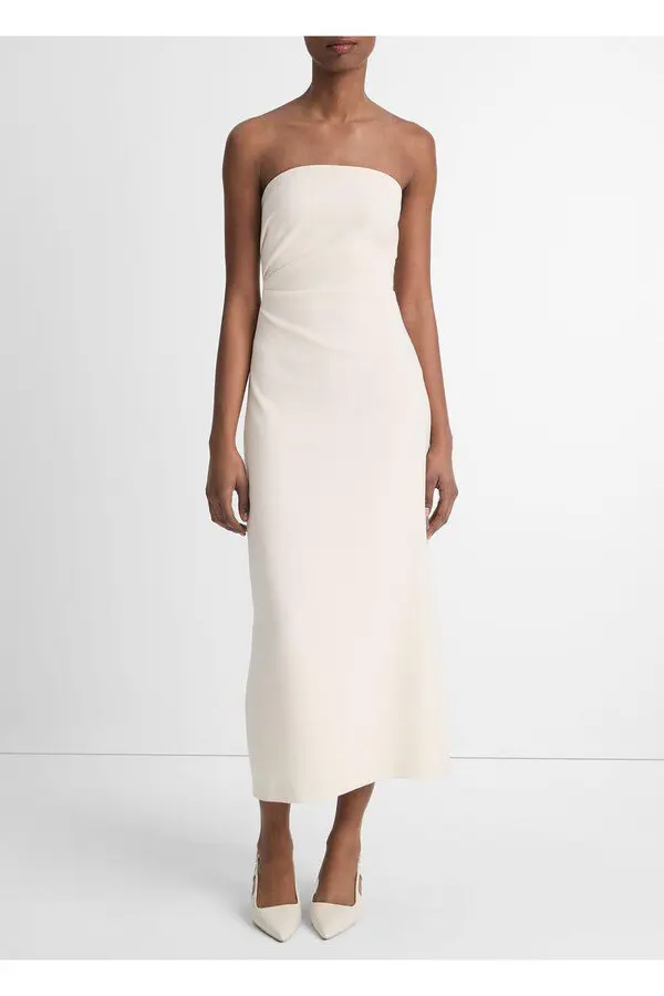 Vince Strapless Draped Dress - White