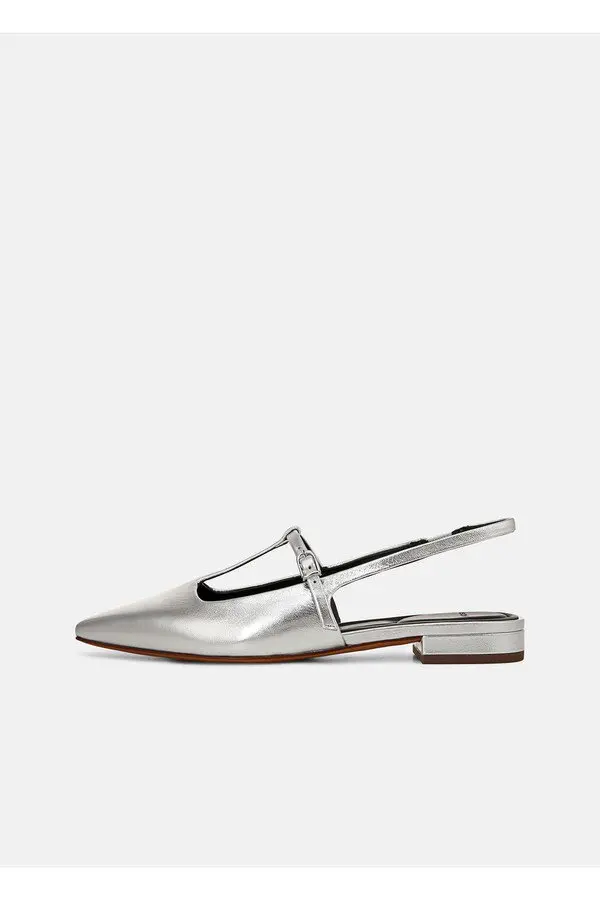Vince Iliana Metallic Leather Slingback Flat - Silver