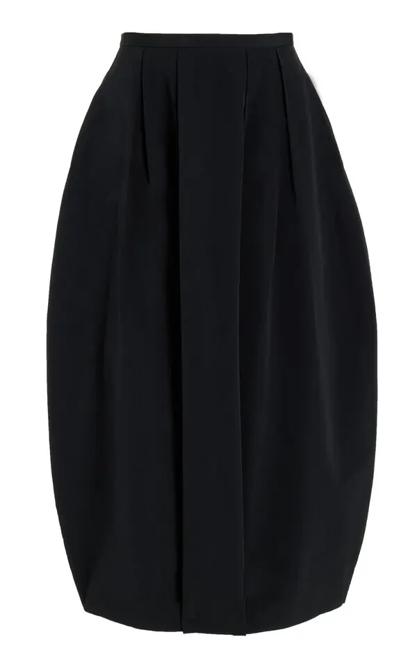 HOUSE OF DAGMAR Curved Pleated Maxi Skirt - Black