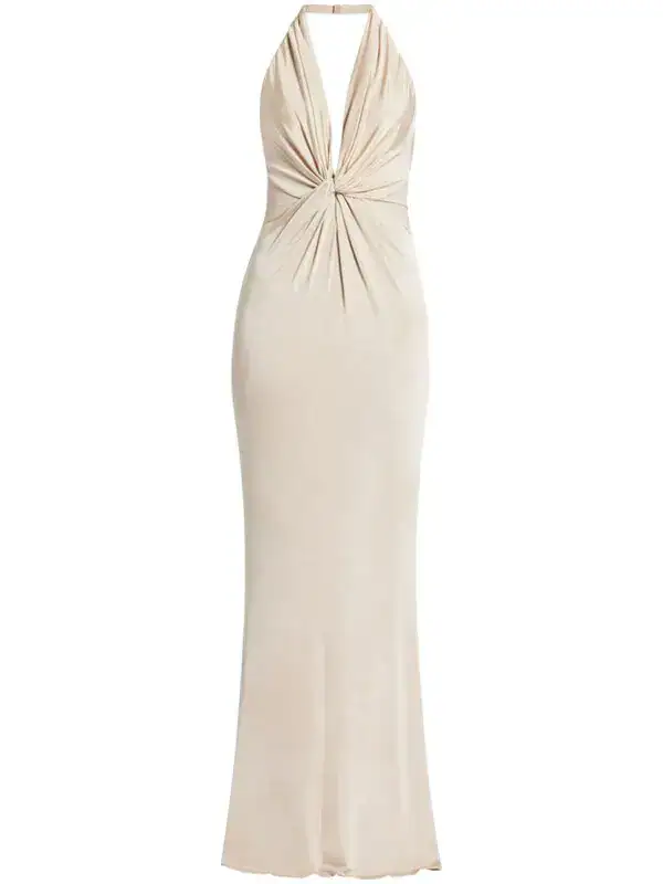 tom ford open-back halterneck maxi dress Tom Ford, Ribbed-knit halterneck lam Maxi dress, Women, Silver, S, Dresses, Materialmix