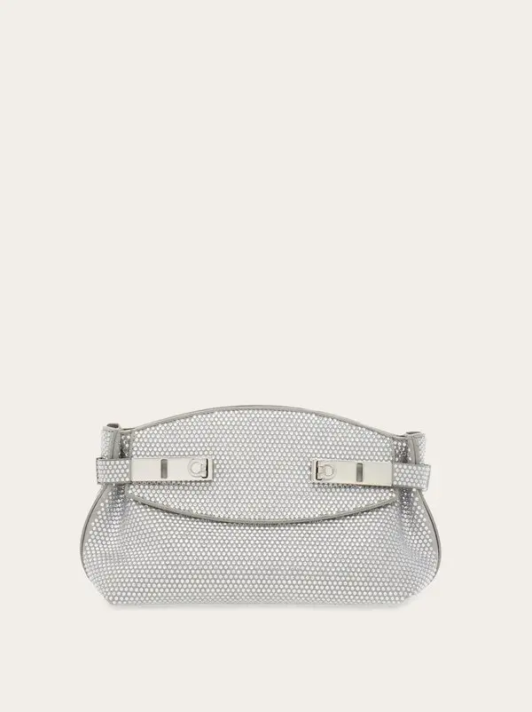 FERRAGAMO Hug Soft Crossbody Bag With Crystals - White