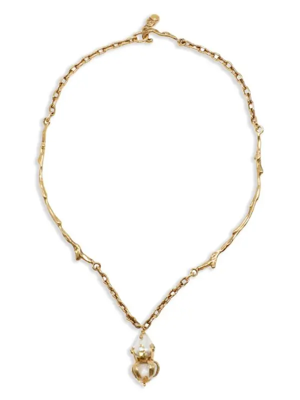 Marni Encased-pearl Branch-motif Necklace - White