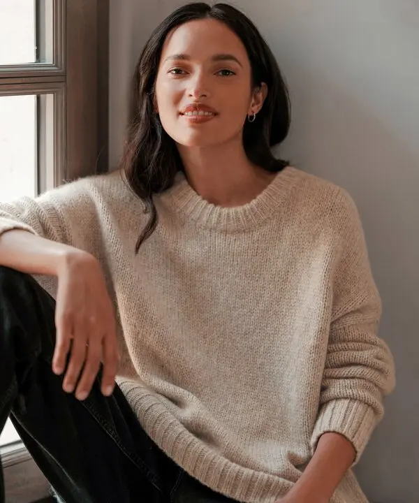 Jenni Kayne Alpaca Cocoon Crewneck Top - Oatmeal