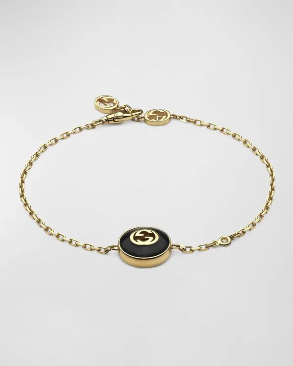 Gucci Interlocking G Onyx And Diamond Bracelet - One-color