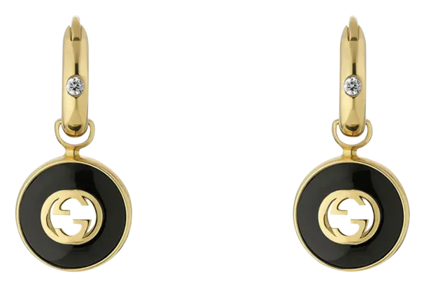 Gucci Interlocking G Onyx Hoop Earrings