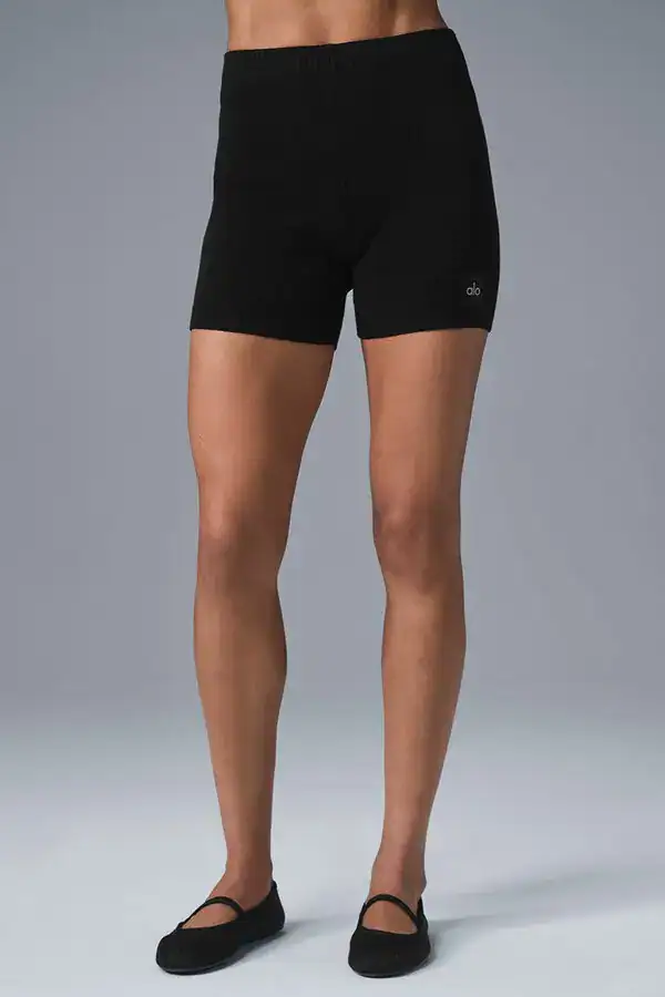 Alo Yoga Scholar Knit High-Waist Short - Black | Editorialist
