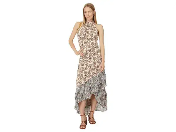 vince camuto halter ruffle dress Neck Maxi With - Blue 09/22