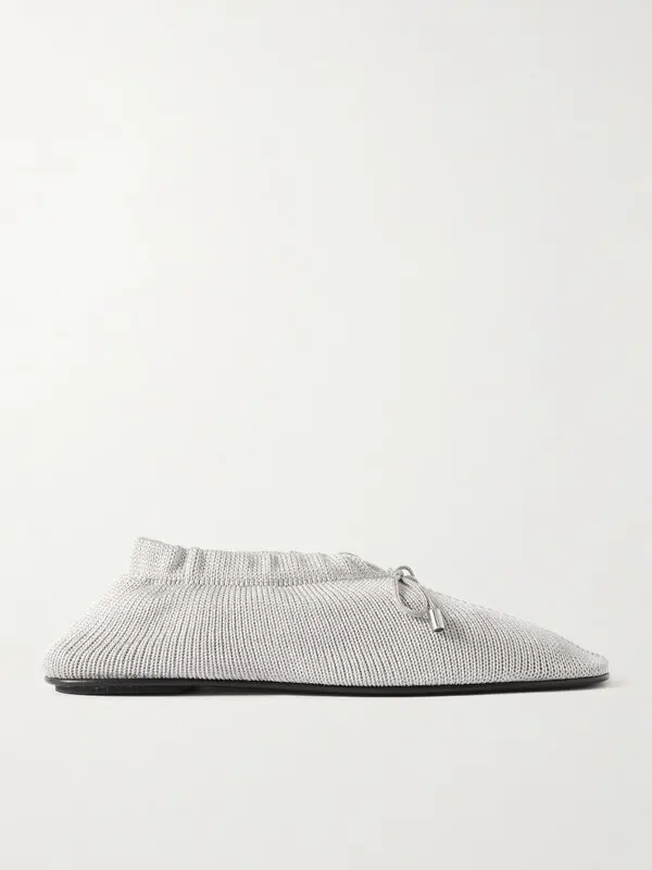 TOTÊME Metallic Knitted Ballet Flats - Silver