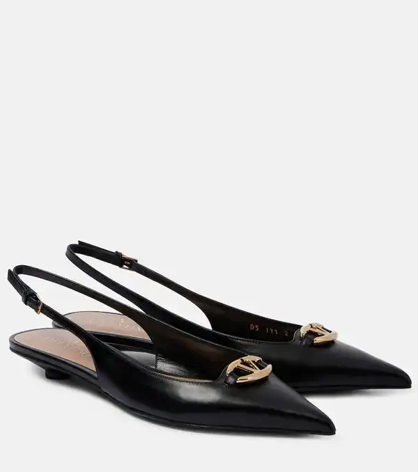 Valentino Garavani 20mm Vlogo Patent Leather Slingbacks Black