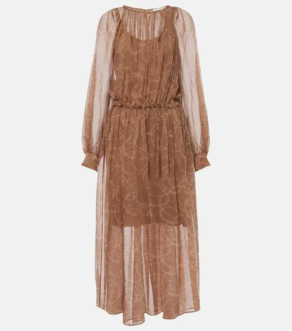 Max Mara Sheer Silk Georgette Midi Dress