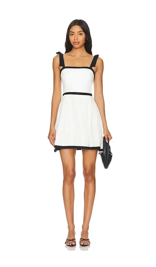 white mini dress with black accents Tank Sleeveless Mini Bandage Dress Entangled Black Bandage Dress / M