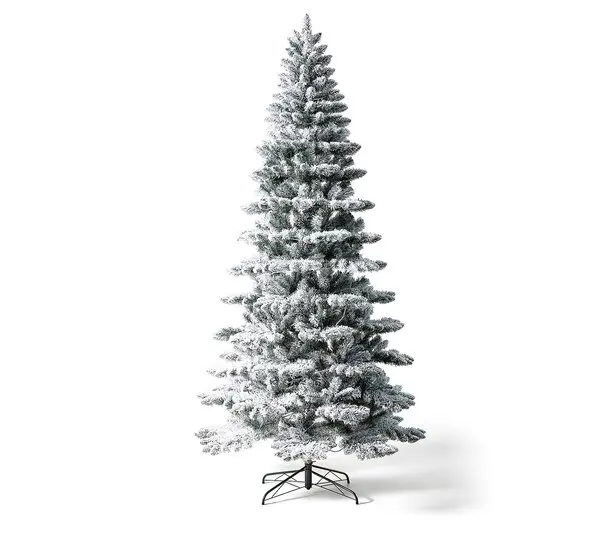 GLITZHOME 9' Pre-lit Flocked Spruce Artificial Ristmas Tree