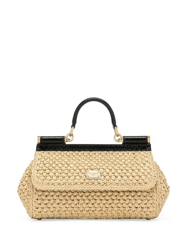 Dolce & Gabbana Elongated Sicily Interwoven Tote Bag - Neutrals