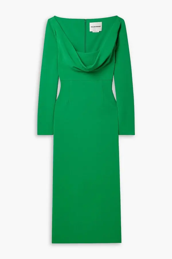Roland Mouret Draped Stretch-Cady Midi Dress In Green - 50% Off |  Editorialist