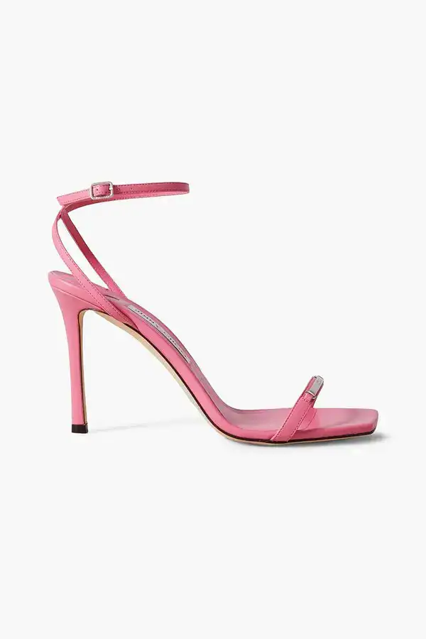 Jimmy Choo Jaxon 95 Leather Sandals In Pink - 45% Off