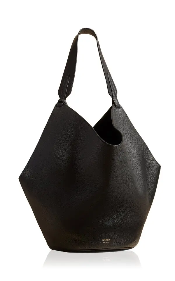 Khaite Medium Leather Lotus Tote Bag - Black
