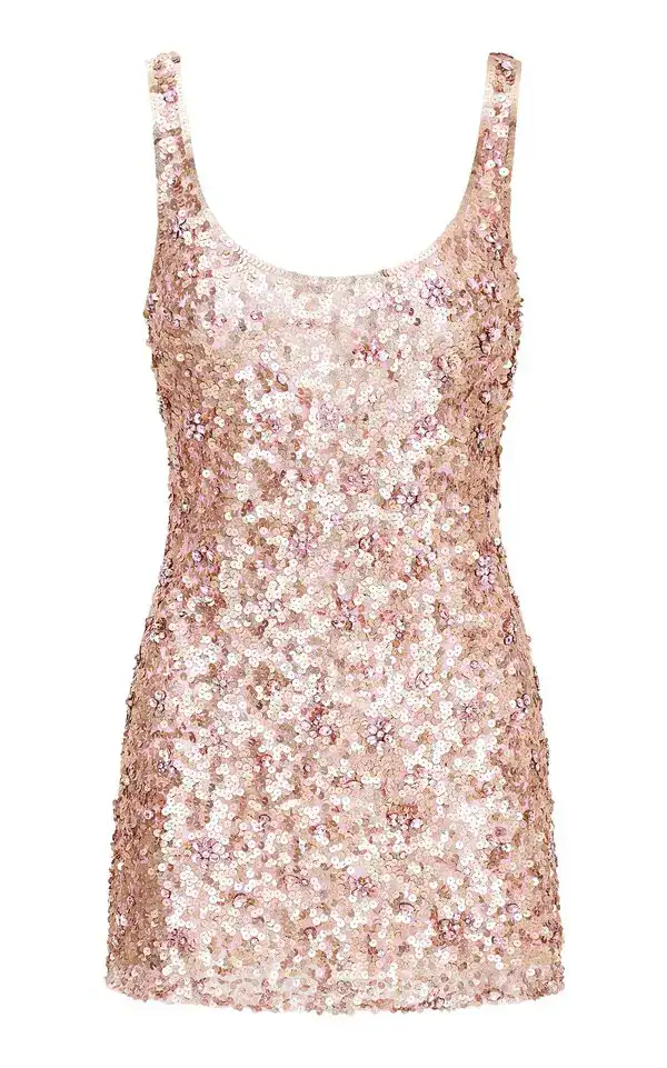 Loveshackfancy Dorrina Sequined Mini Dress Only - Gold | Editorialist
