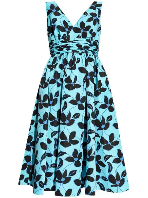 Kate Spade New York Floral-Print V-Neck Midi Dress In Blue - 64% Off |  Editorialist