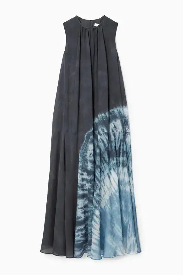 princess polly baby blue dress GATHERED V-NECK MAXI DRESS - BLUE main image 0