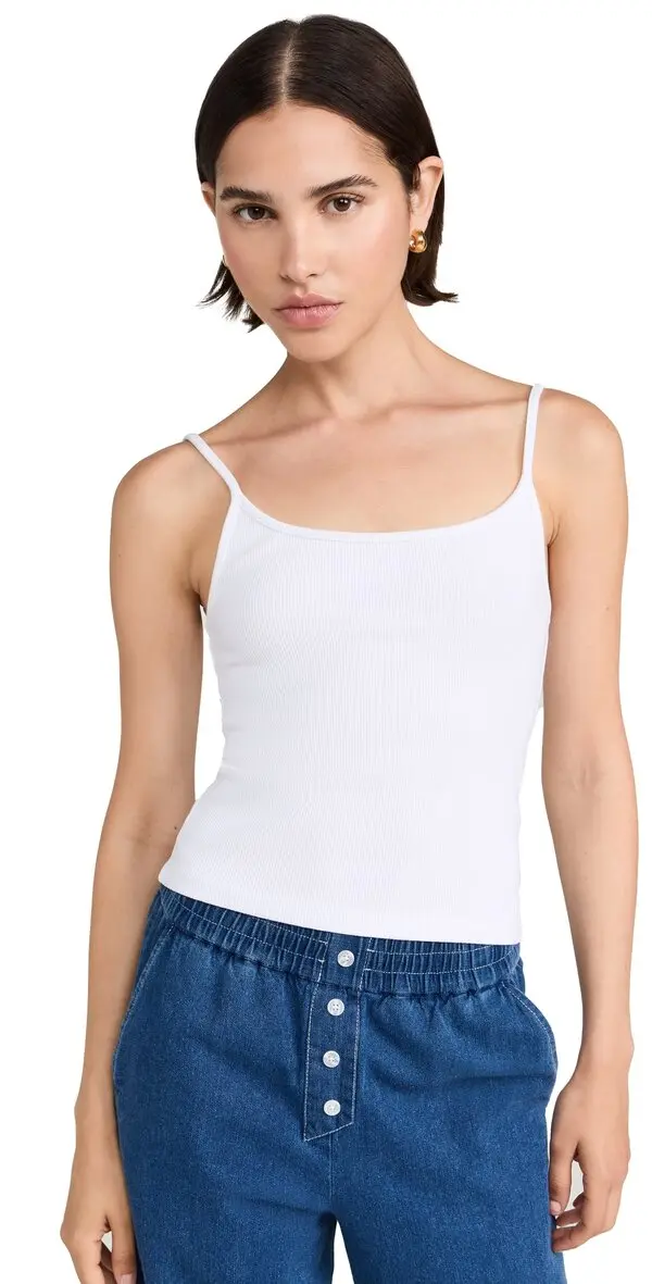 Donni. Ribbed Spaghetti Tank - Powder