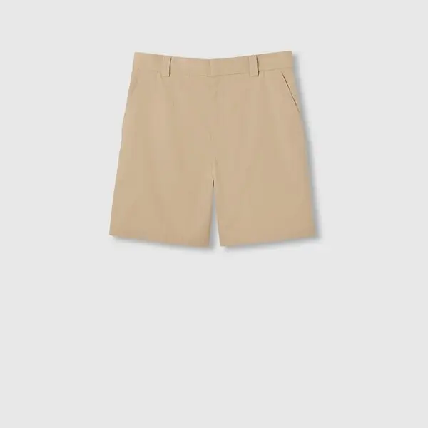 Gucci Double Cotton Twill Shorts With Web - Neutral