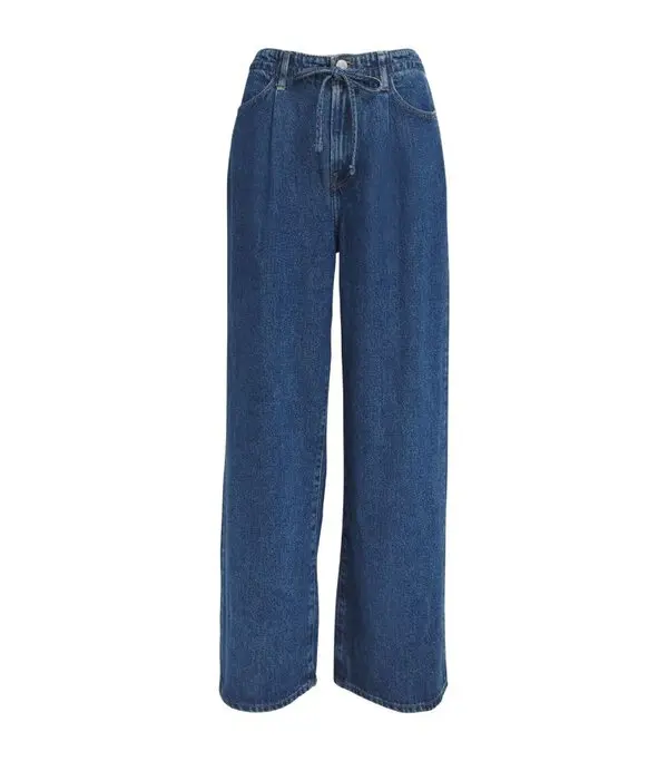 Frame Drawstring Wide-Leg Jeans Blue Editorialist