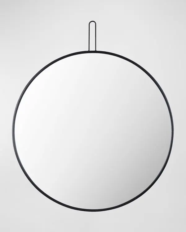 SURYA Athanasia 30" Round Wall Mirror - Black