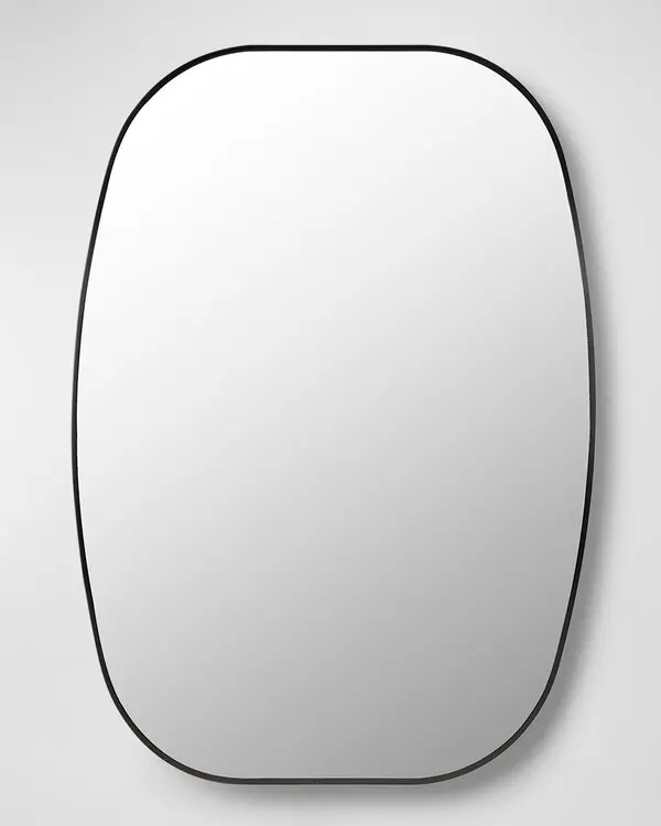 SURYA Aranya 41" Rounded Wall Mirror - Black