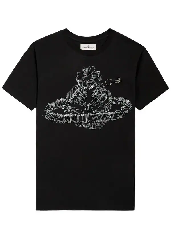 Vivienne Westwood Safety Pin-Print Cotton T-Shirt In Black - 60