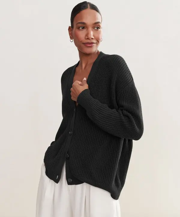 Jenni Kayne Cotton Cocoon Cardigan - Black