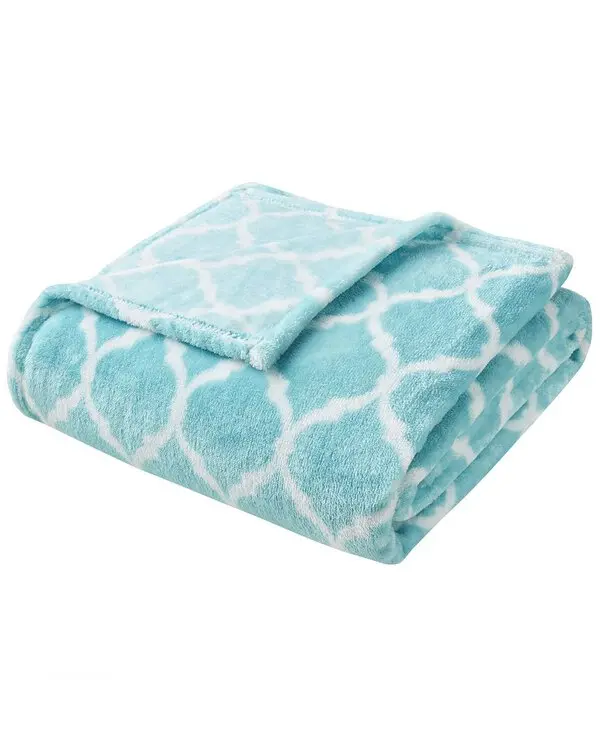 Madison Park Ogee Überwurfdecke – Ultraweich, Mikroleicht, 152x178 Cm, Aqua Plüsch