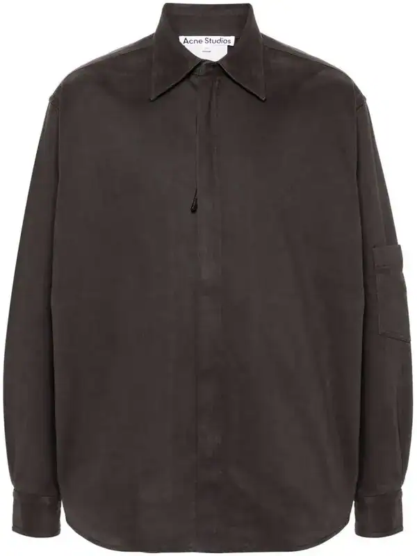 Acne Studios ブラックジップアップシャツ Acne Studios Zip-Up Twill Cotton Overshirt - Black | Editorialist