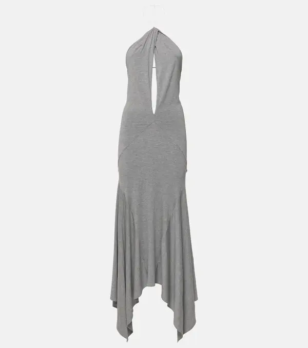 Attico Halterneck Maxi Dress - Grey