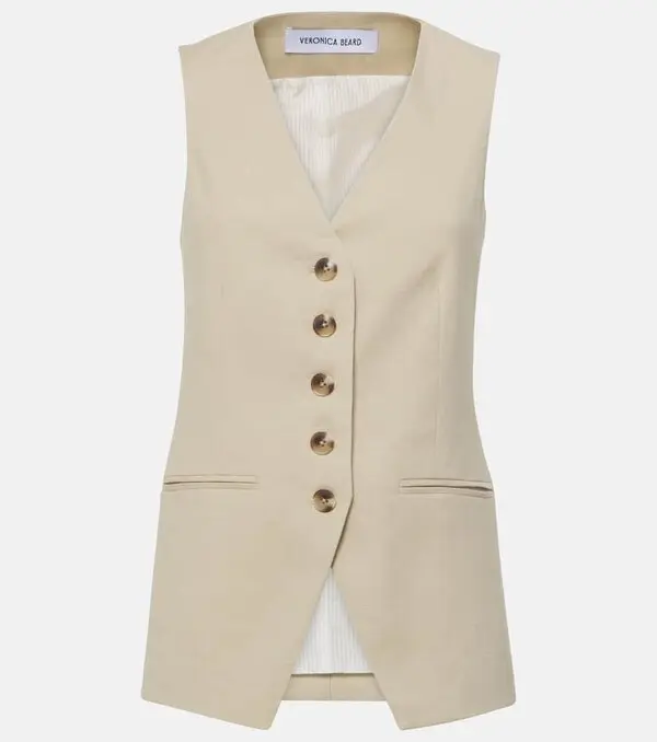 Veronica Beard Liff Linen-blend Vest - Beige