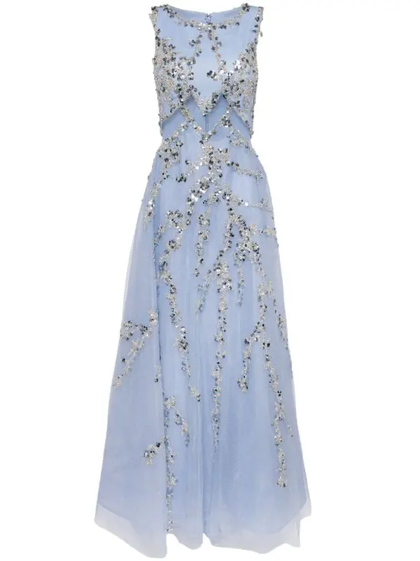 SAIID KOBEISY Sequin-embellished Tulle Gown - Blue