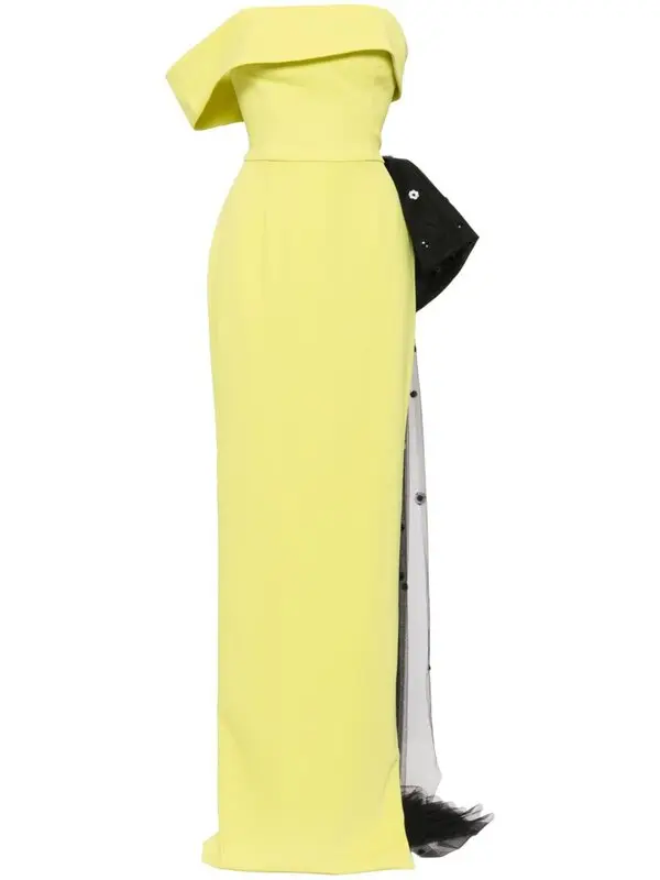 SAIID KOBEISY Bow Off-shoulder Gown - Green