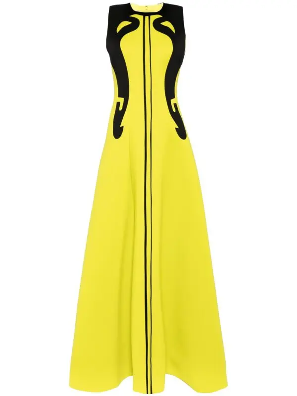 SAIID KOBEISY Panelled Neoprene Gown - Green