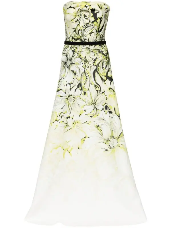 SAIID KOBEISY Floral-print Gown - Green