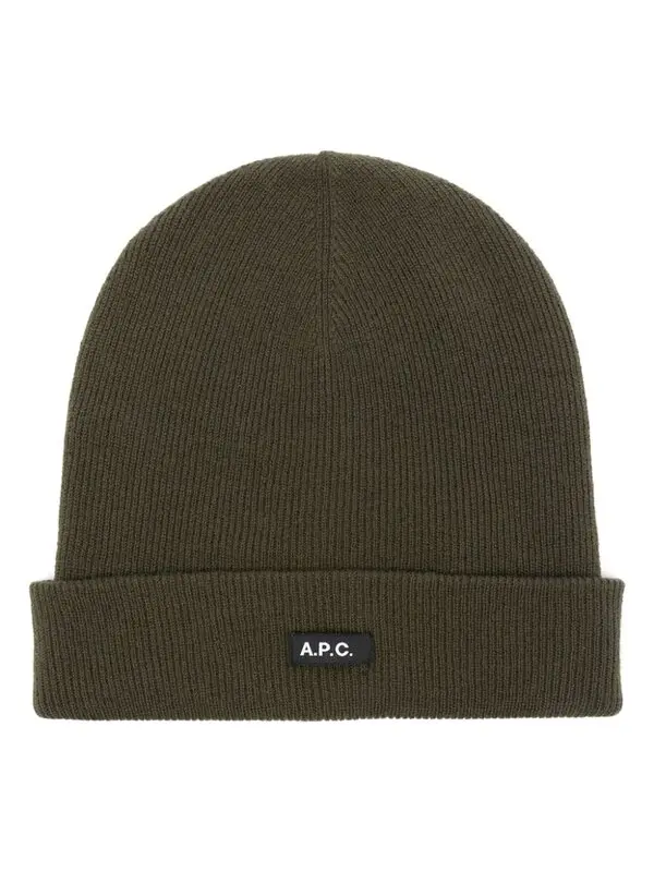 A.p.c. Logo-tag Wool Beanie - Green