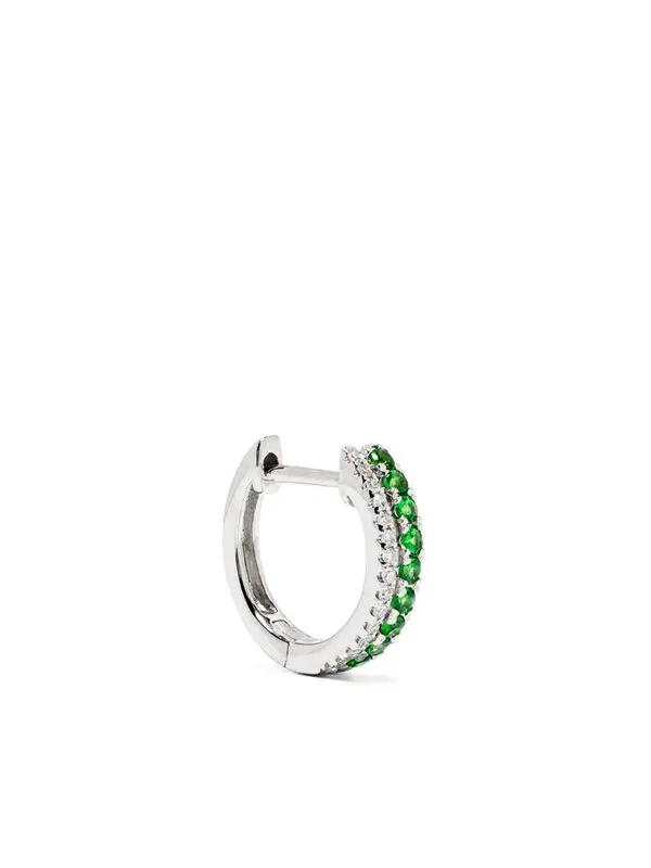 ROXANNE FIRST 14k White Gold Diamond And Garnet Double Row Hoop Earring