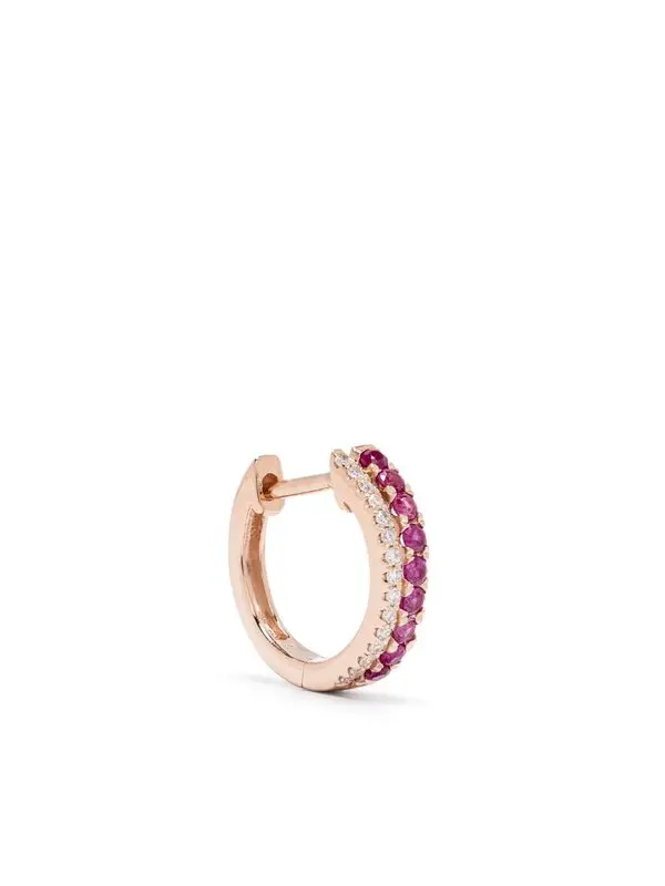 ROXANNE FIRST 14k Rose Gold Diamond And Sapphire Hoop Earring