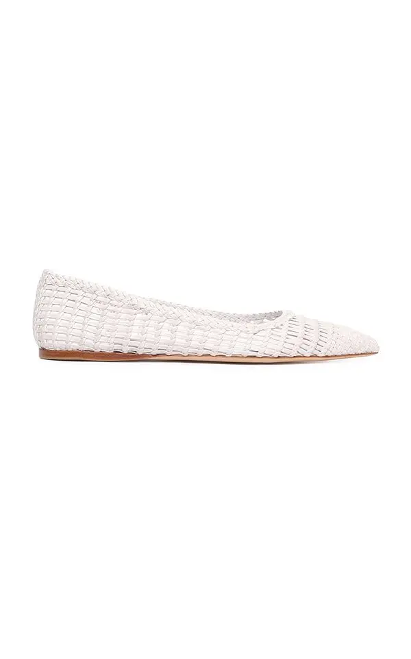 Gabriela Hearst Aurora Woven Leather Flats - White