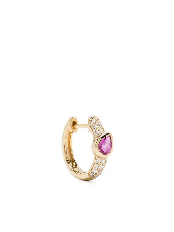 ROXANNE FIRST 14k Yellow Diamond And Sapphire Hoop Earring